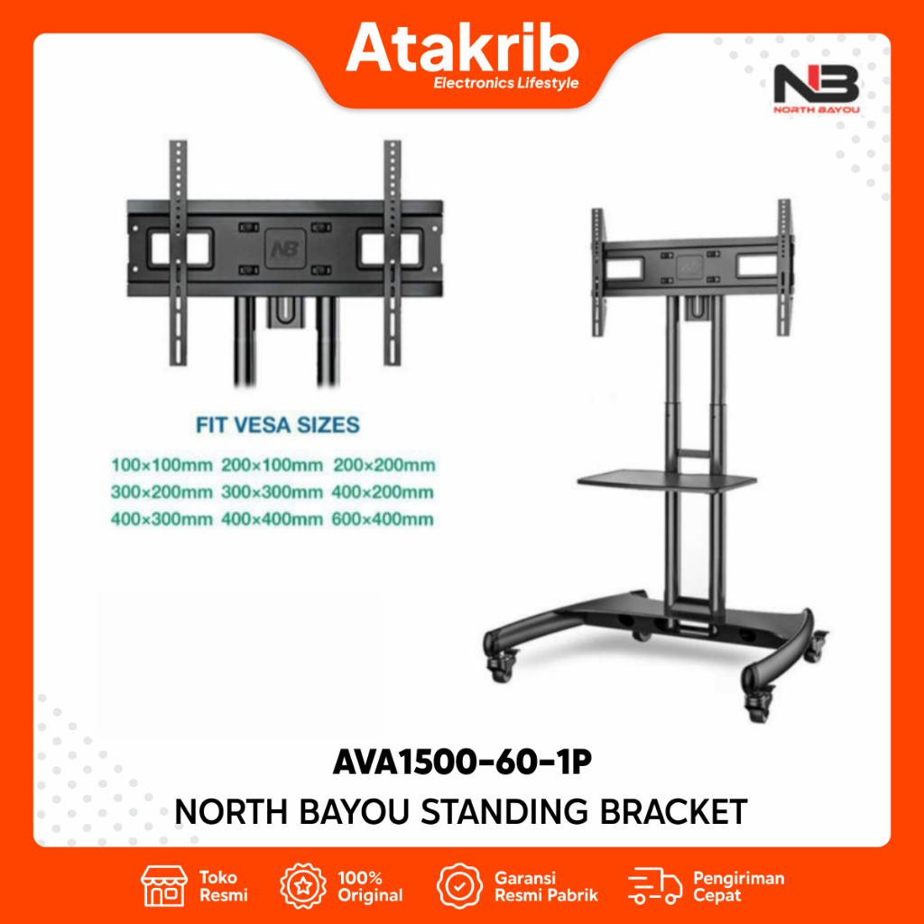 Jual NORTH BAYOU STANDING BRACKET AVA1500-60-1P Steel TV Stand Dengan ...