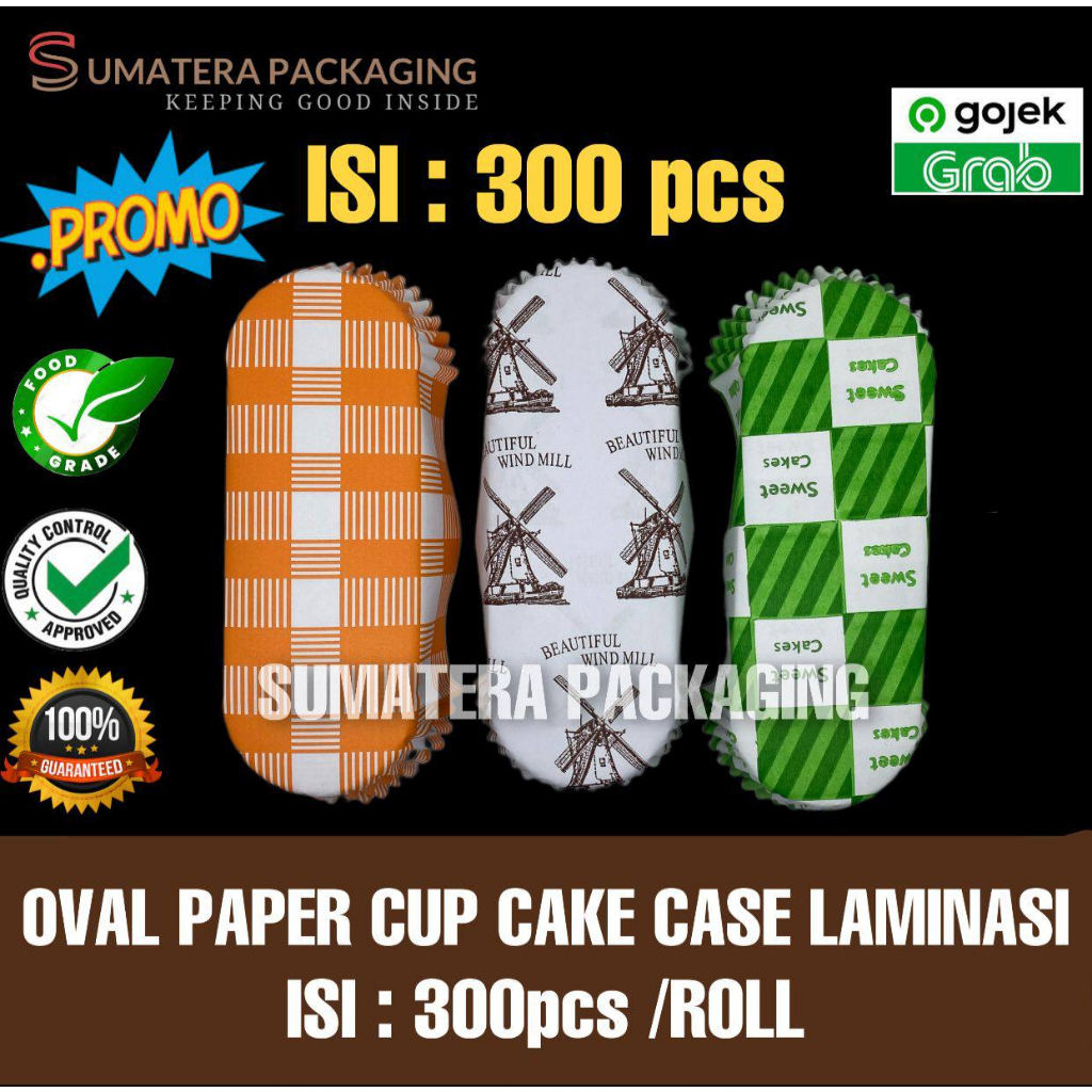 Jual Paper CAKE CASES OVAL CUP 300PCS - CUP ROTI OVAL - GREASEPROOF ...