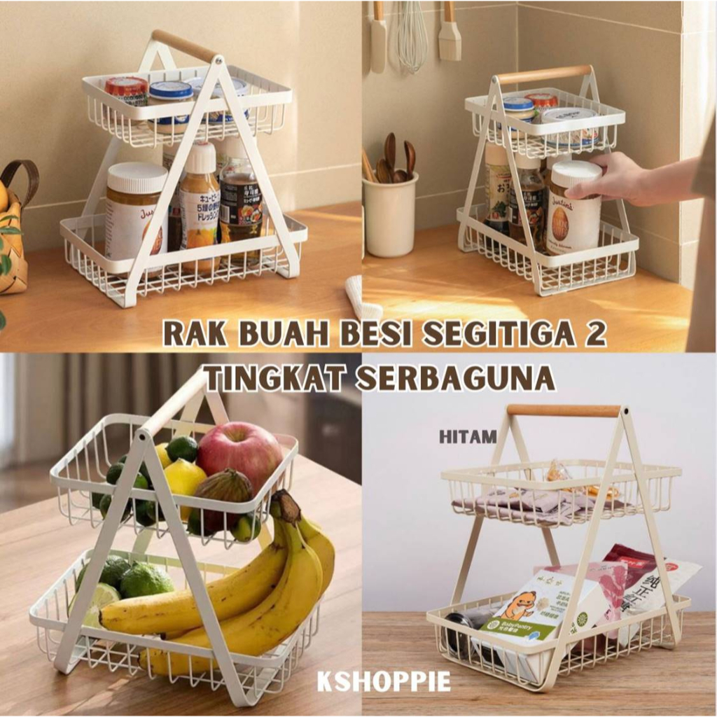 Jual Keranjang Rak Dapur Rak Buah Besi Rak Dapur Besi Kayu Serbaguna ...