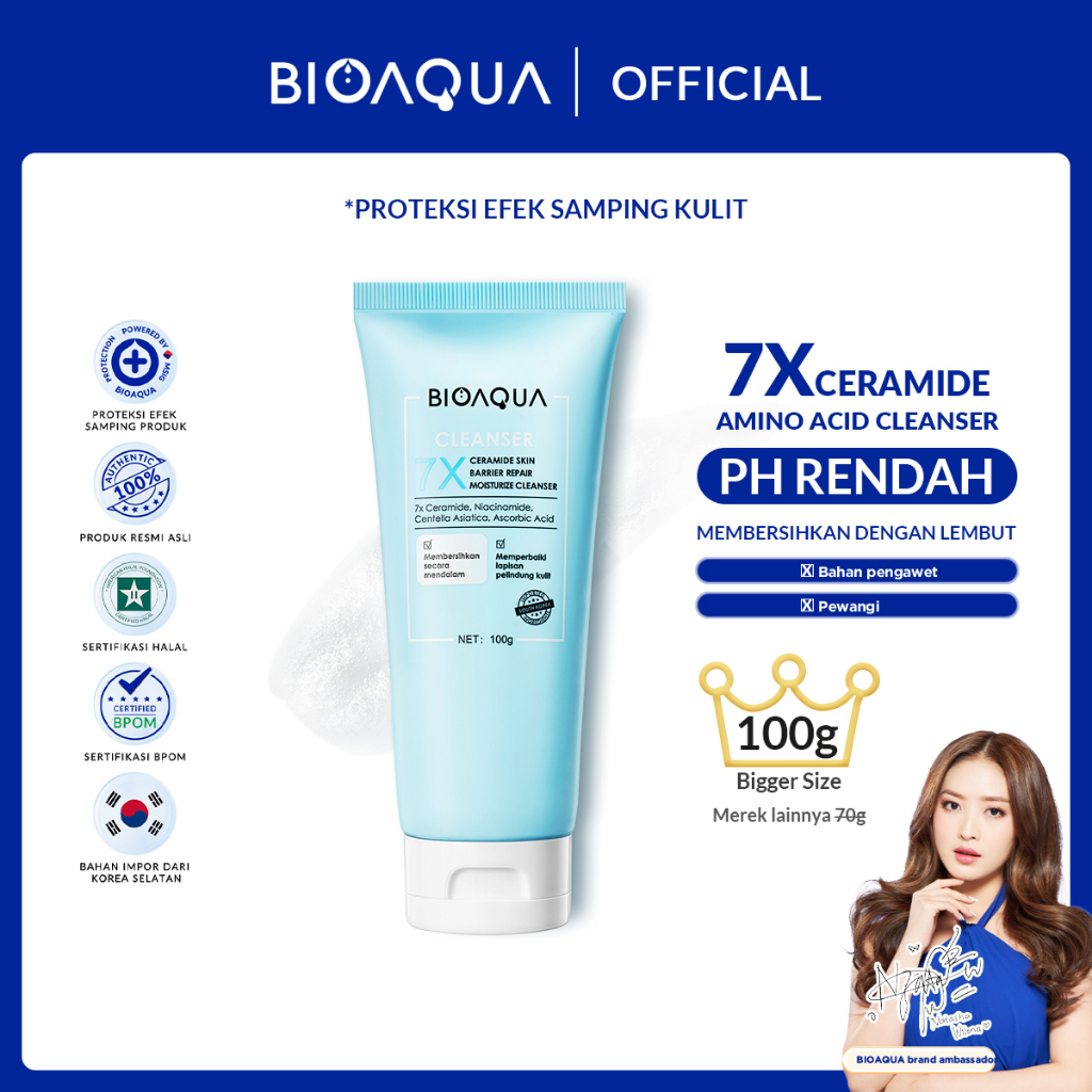 Jual BIOAQUA 7X Ceramide Moisturizer Cleanser Cuci Muka 100g Gentle Cleanser Low pH Cleanser ...