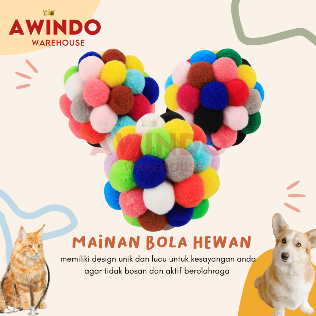 Jual BOLA ONDE ONDE - Mainan Bola Kucing Anjing Gigit Onde Onde Cat Dog ...
