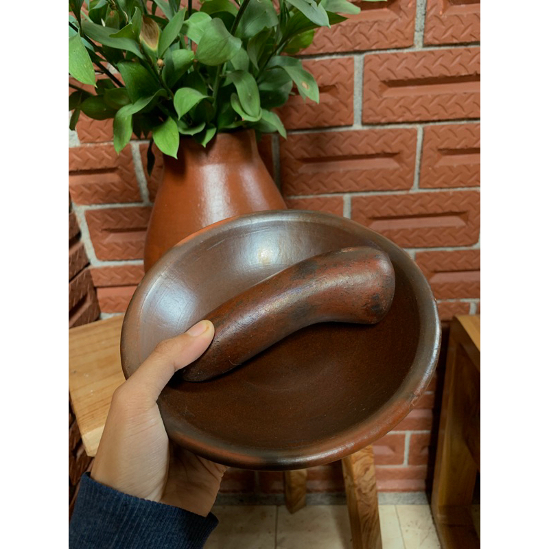 Jual Cobek tanah liat / cobek tanah liat diameter 18cm / cobek set ulek ...