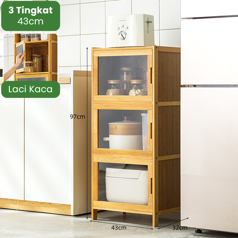 Jual BASSY Rak Kabinet Dapur Kayu Storage Box Buku Ruang Tamu Lemari ...