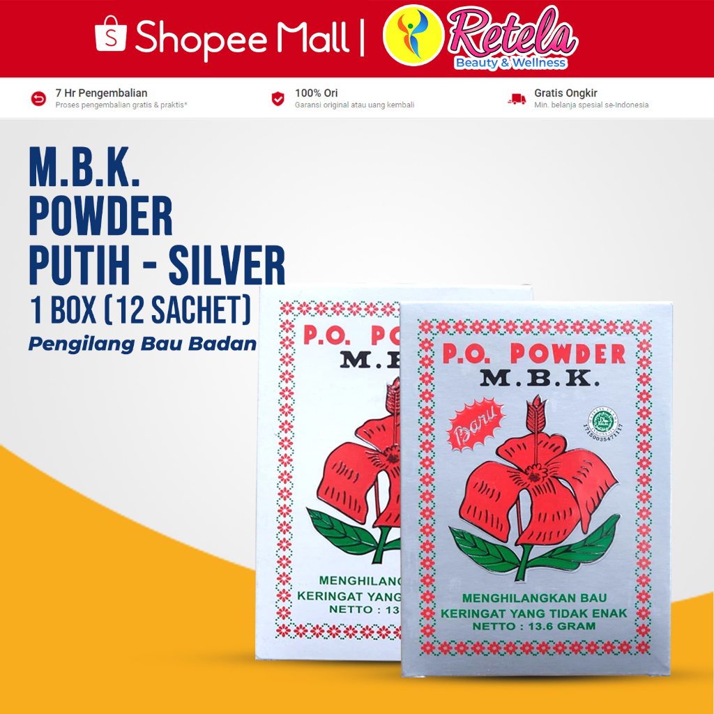 Jual Bedak M.B.K 13,6 Gram 1 Box (12 Sachet) / Super/ Putih / Biasa / Silver / Bedak Bb / Bedak ...
