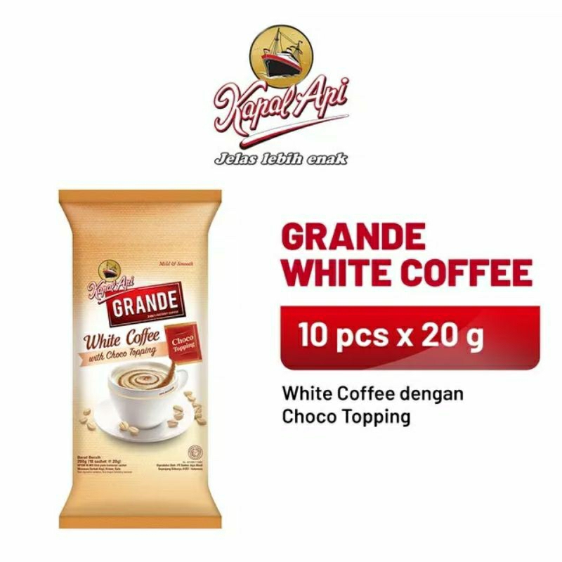 Jual Kapal Api Grande White Coffee with Choco Topping (10x20gr ...