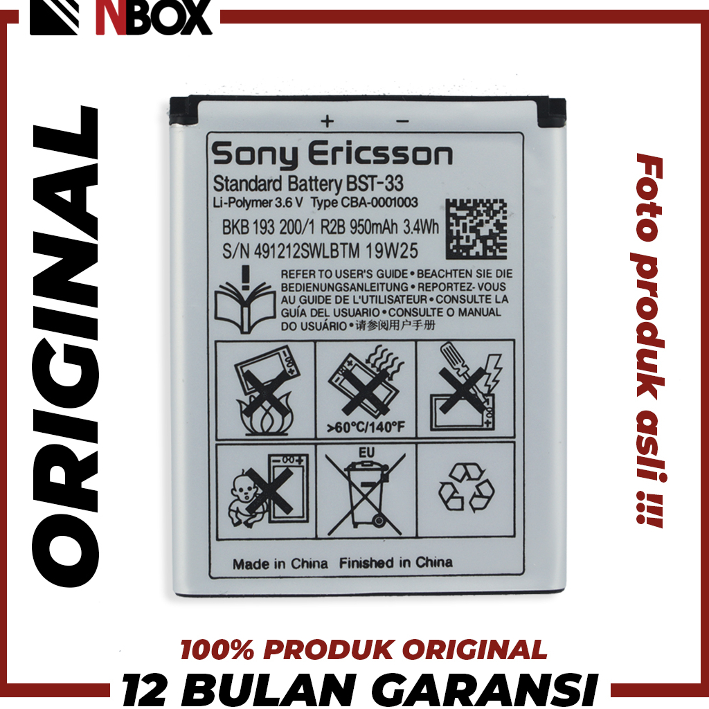 Jual [GARANSI 100% ORIGINAL] Baterai Sony Ericsson V800 / C702 / C901 ...