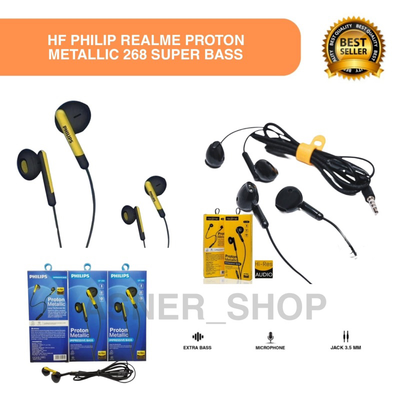 Jual Headset Proton Realme Philips 268 Hf Super Bass Packing Kuning ...