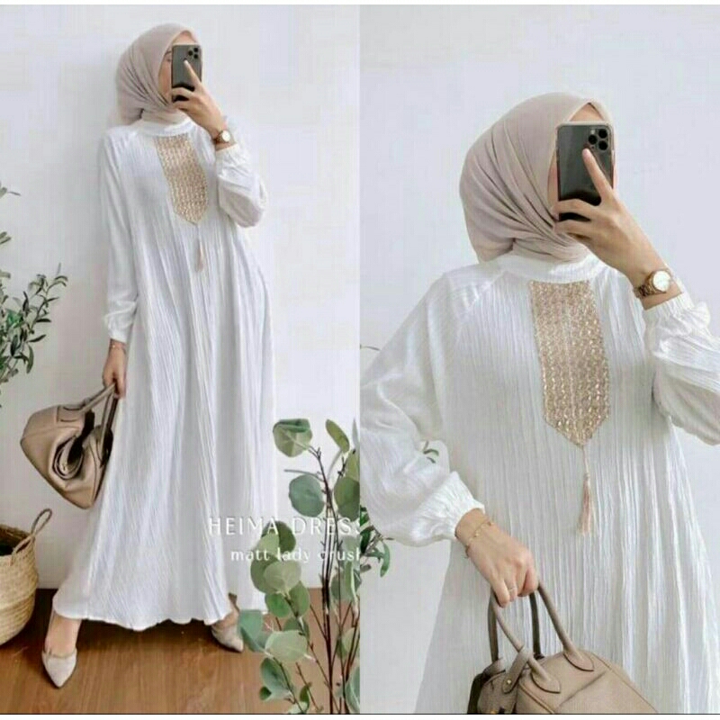 Jual GAMIS HEIMA.GAMIS PUTIH.BAJU MUSLIM PUTIH | Shopee Indonesia