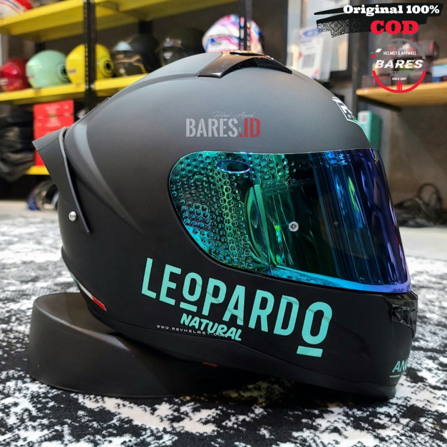 Jual Helm RSV FF500 Black Doff Visor Blue Spoiler 3D Leopard Tosca ...