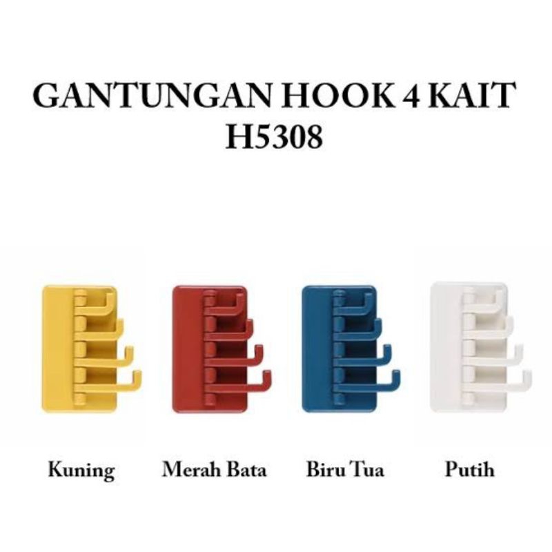 Jual Gantungan Tempel Dinding 4 Kait Rotasi Hook Tempel Organizer Kunci ...