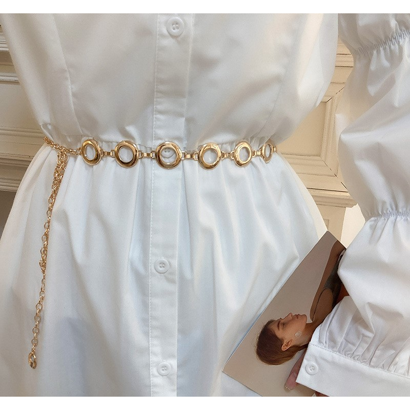 Jual VENDI - Belt Rantai Ikat Pinggang Logam Gesper Wanita Fashion Branded "RING" | Shopee Indonesia