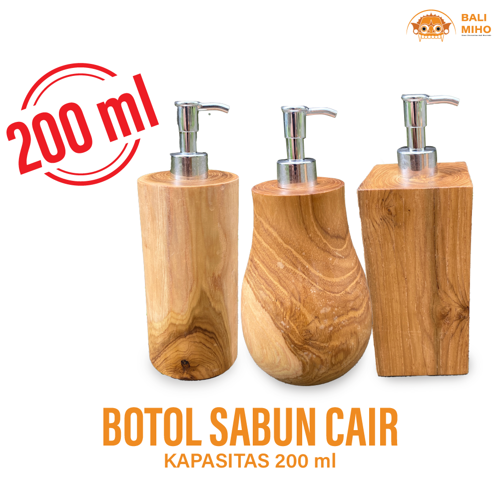 Jual Tempat Shampo Kayu Jati 250 ml - Botol Sampo Kayu - Wadah Sabun ...