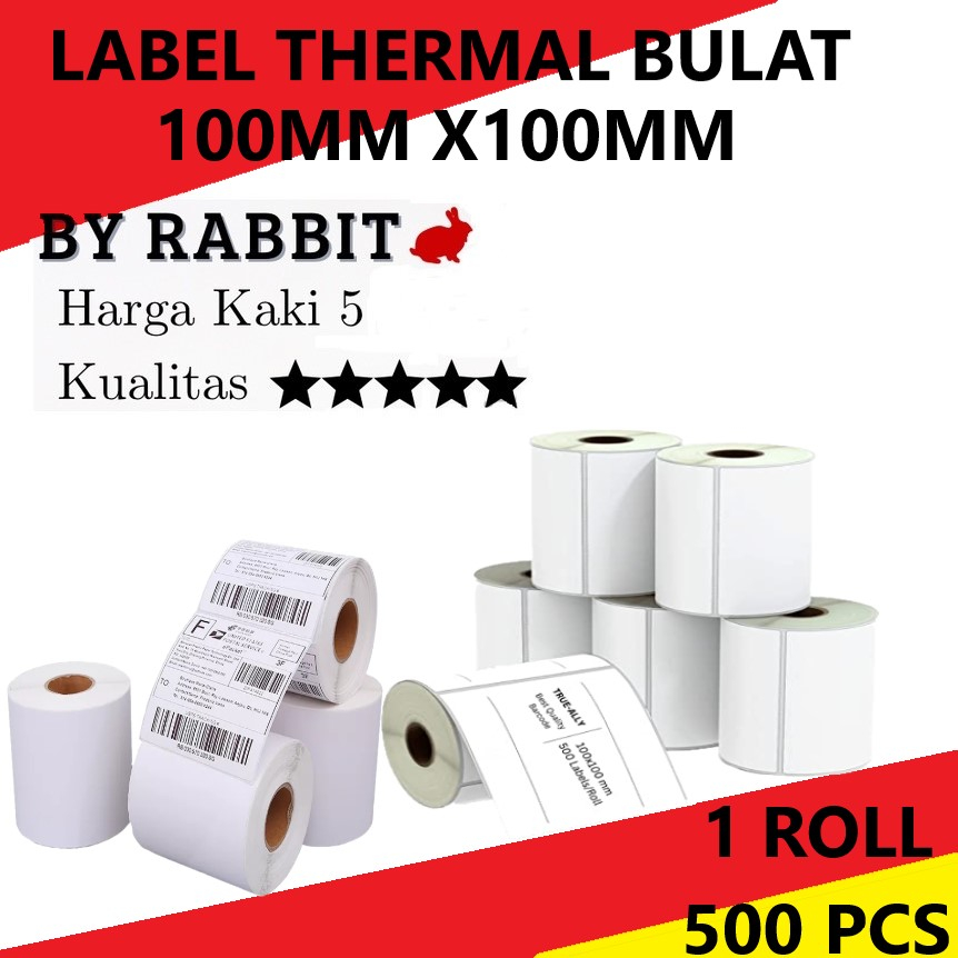 Jual LABEL THERMAL 100 X 100MM KERTAS STICKER STICKY DIRECT BARCODE 500PC | Shopee Indonesia