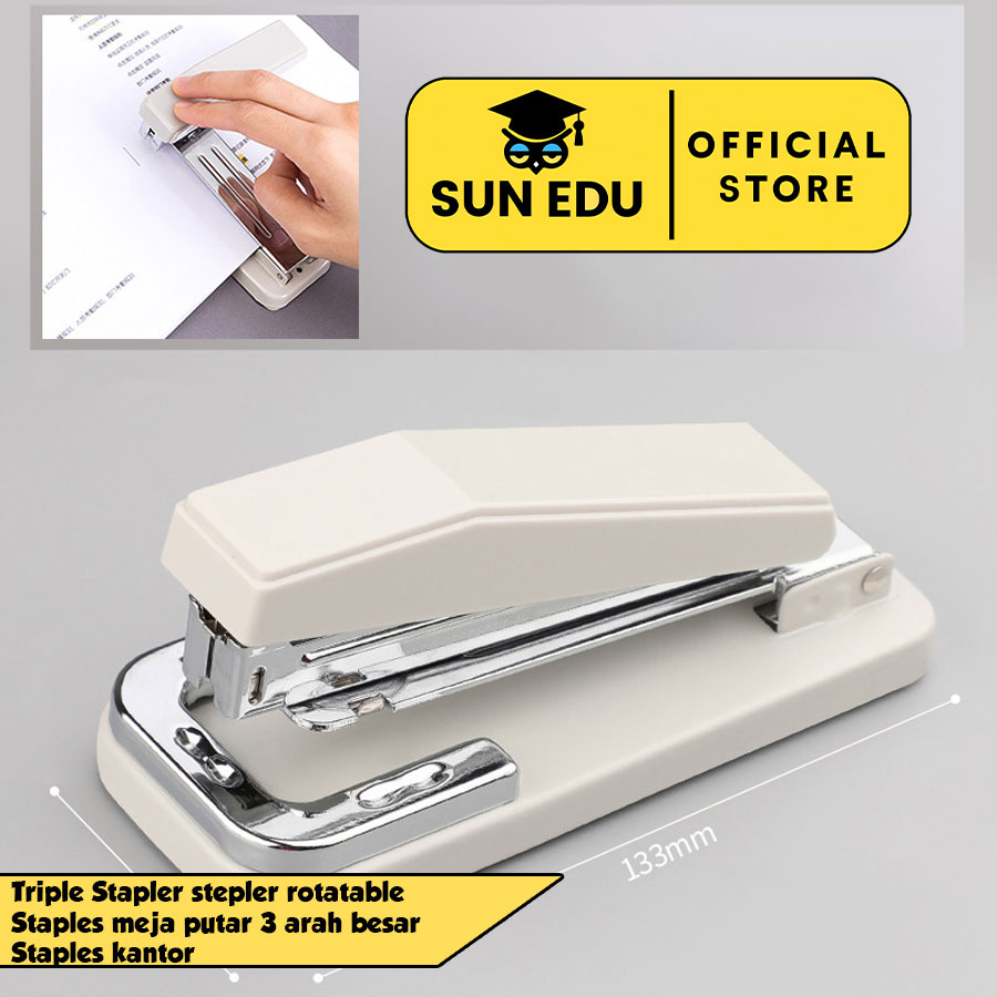 Jual Triple Stapler stepler rotatable/ Staples meja putar 3 arah besar/ Staples kantor | Shopee ...