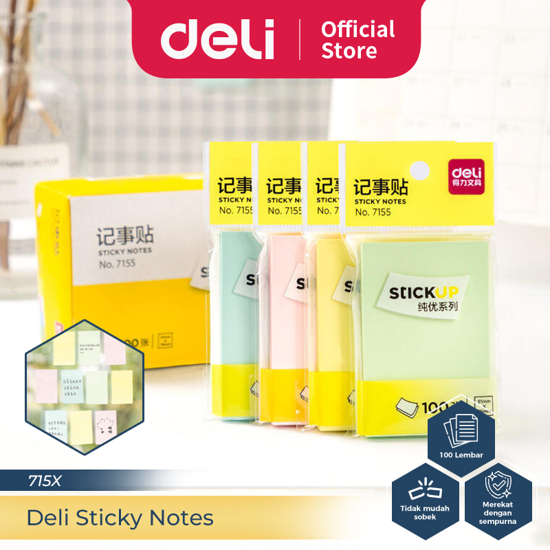 Jual Deli Sticky Notes / Memo Tempel / Kertas Penanda 100 Lembar ...