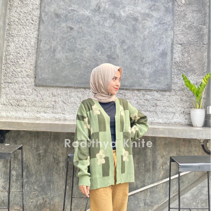 Jual Raline Aero Flower - Cardigan Korean Fashion Wanita - Cardigan Rajut Motif Bunga Aero Bahan ...