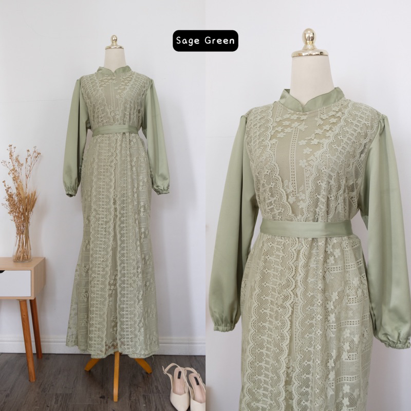 Jual Samara Brukat Span Maxi/Dress bridesmaid/ Dress span brukat lace ...