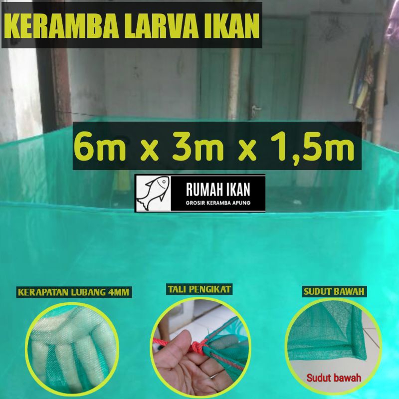 Jual R6315 Jaring kasa hijau keramba ikan ukuran 6x3x1,5 siap pakai ...