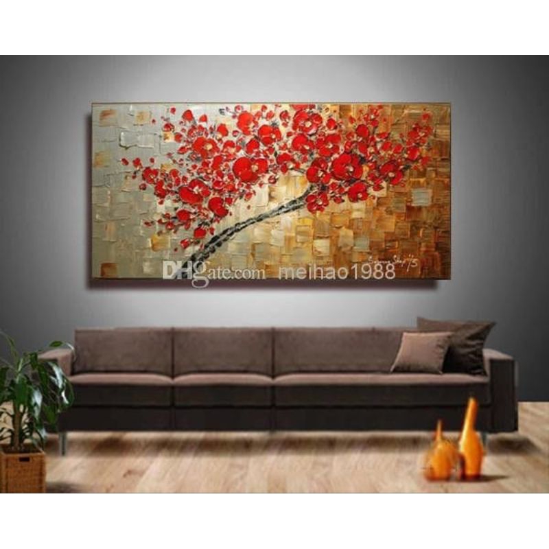 Jual lukisan bunga merah tekstur art | Shopee Indonesia