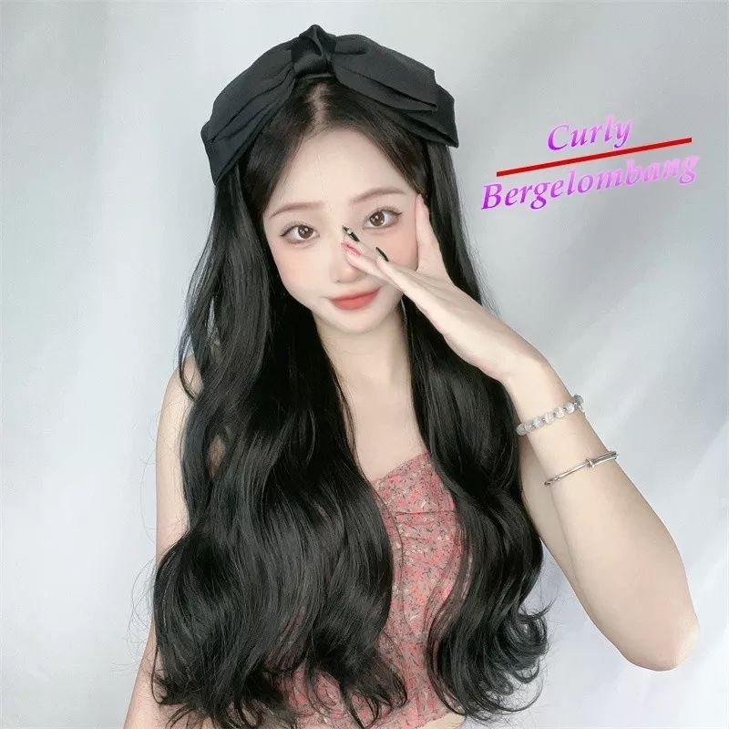 Jual wig bando hitam lurus curly 990 | Shopee Indonesia