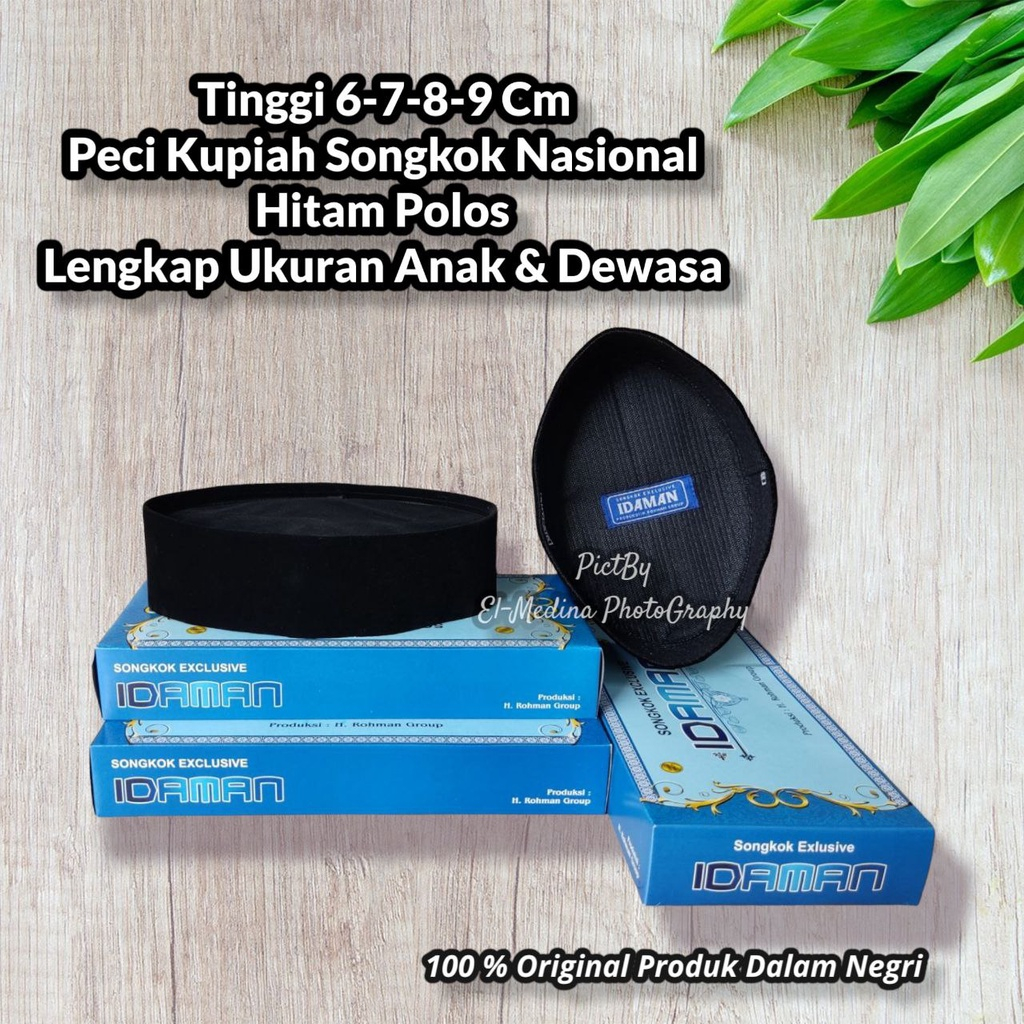 Jual Songkok Hitam Peci Hitam Kopiah Pria Tinggi 6 Cm 7 Cm 8 Cm 9 Cm | Shopee Indonesia