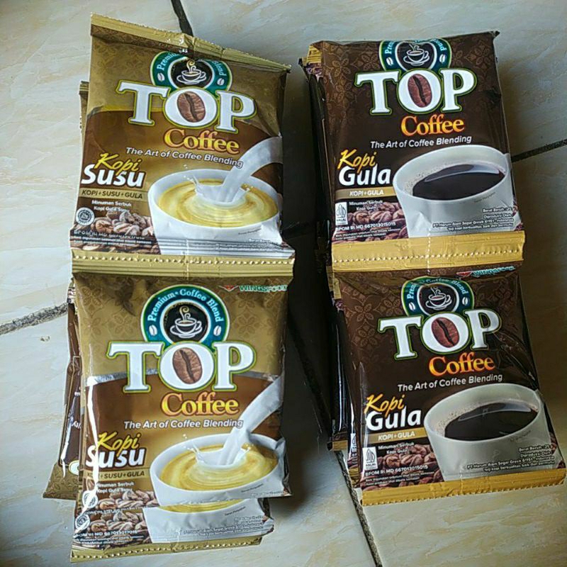 Jual Top coffee 25g, kopi susu & kopi hitam+gula isi 10sachet. Top kopi | Shopee Indonesia
