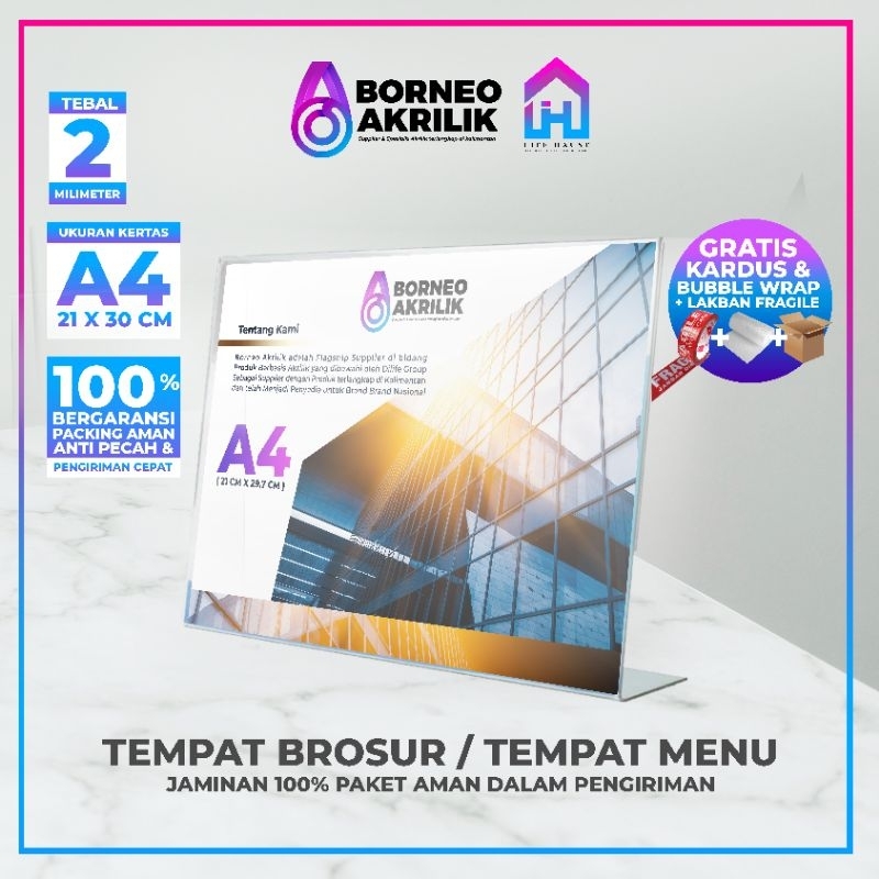 Jual STANDING AKRILIK A4 LANDSCAPE TEMPAT BROSUR AKRILIK STAND ...
