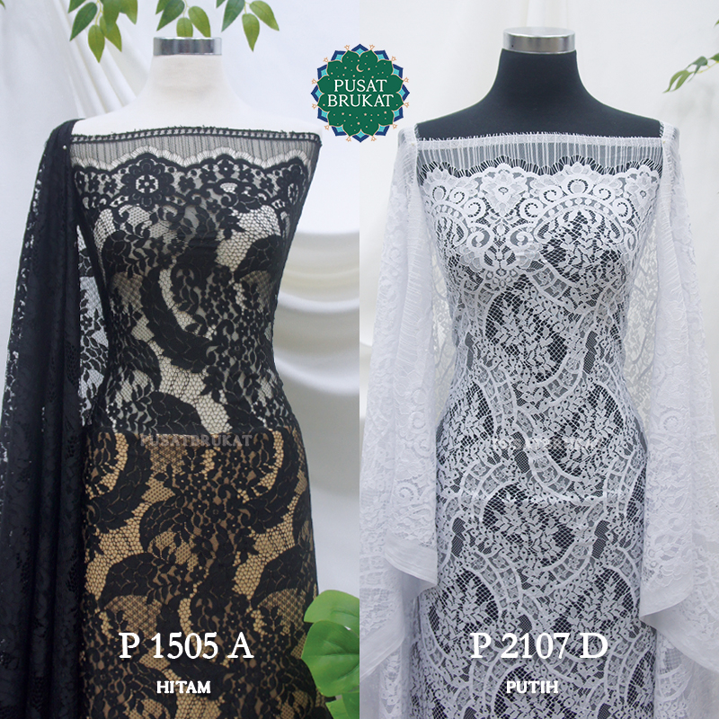 Jual KAIN BROKAT SEMI ITALY PRANCIS PUTIH HITAM (Black & White ...
