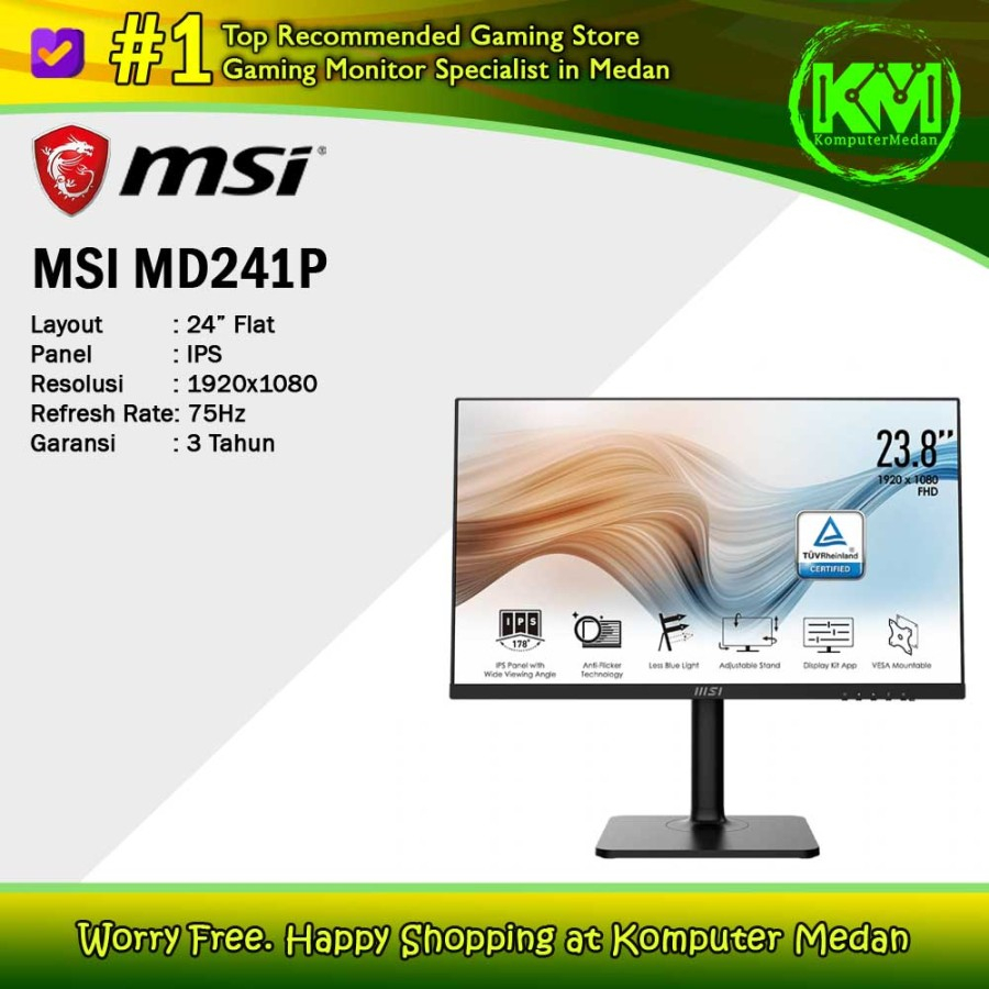 Jual LED Monitor MSI Modern MD241P 24" Full HD IPS 75hz | Shopee Indonesia