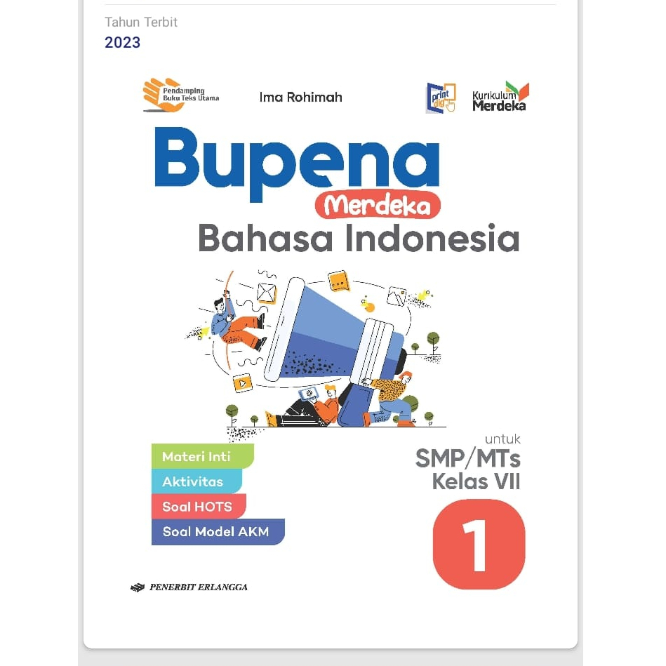 Jual Bupena Bahasa Indonesia kelas 7 SMP/MTs Kurikulum merdeka Penerbit erlangga | Shopee Indonesia