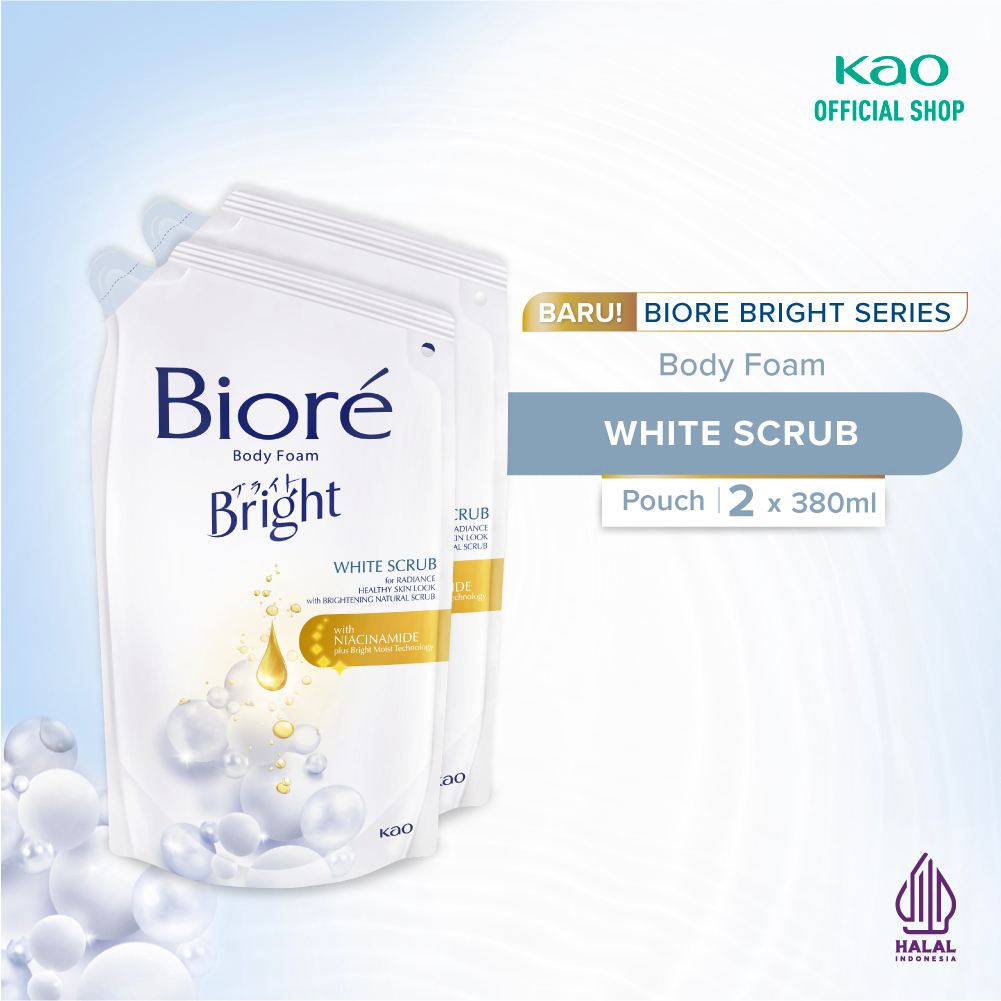 Jual Biore Bright Body Foam White Scrub 2x380 ml | Shopee Indonesia