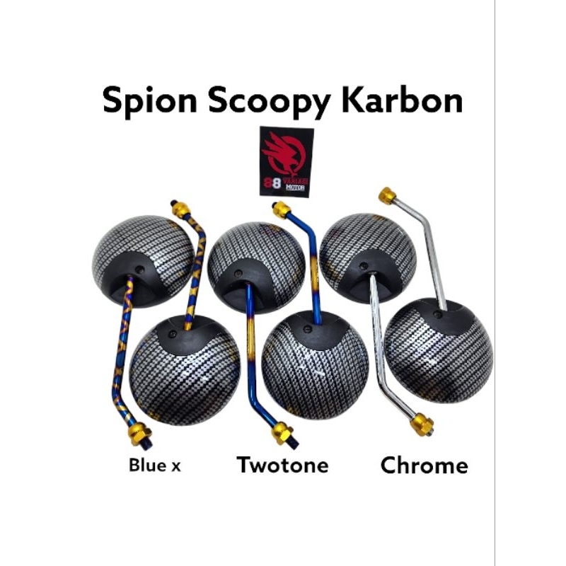 Jual Spion Honda Scoopy Karbon Twotone - Blue X dan Chrome / Spion ...