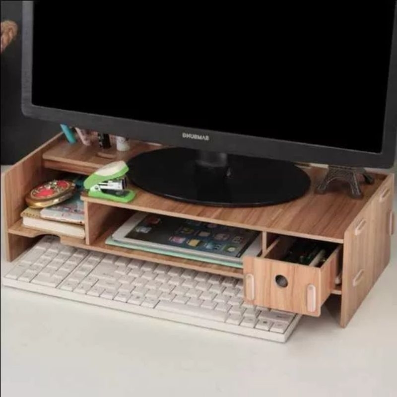 Jual STAND LAPTOP KAYU LESEHAN RAK PENINGGI MONITOR IMAC PRINTER ATAS ...
