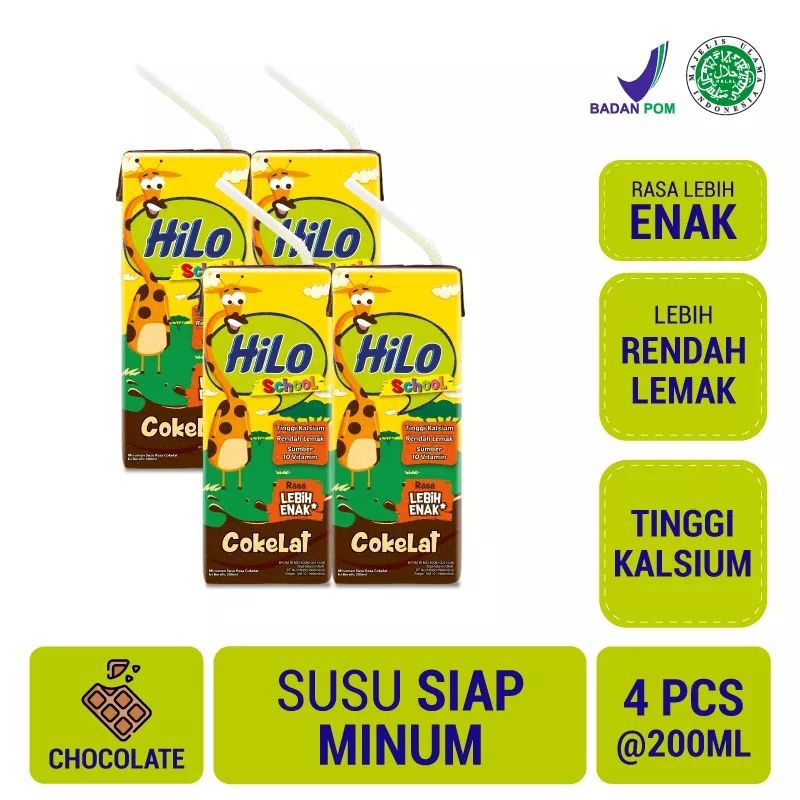 Jual HiLo School Chocolate Ready To Drink 200 ML (4 tetrapack) | Shopee ...