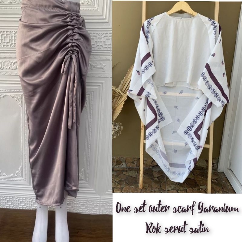 Jual AMORA SET , ONE SET OUTER SCARF DAN ROK SERUT SATIN VELVET , ONE ...