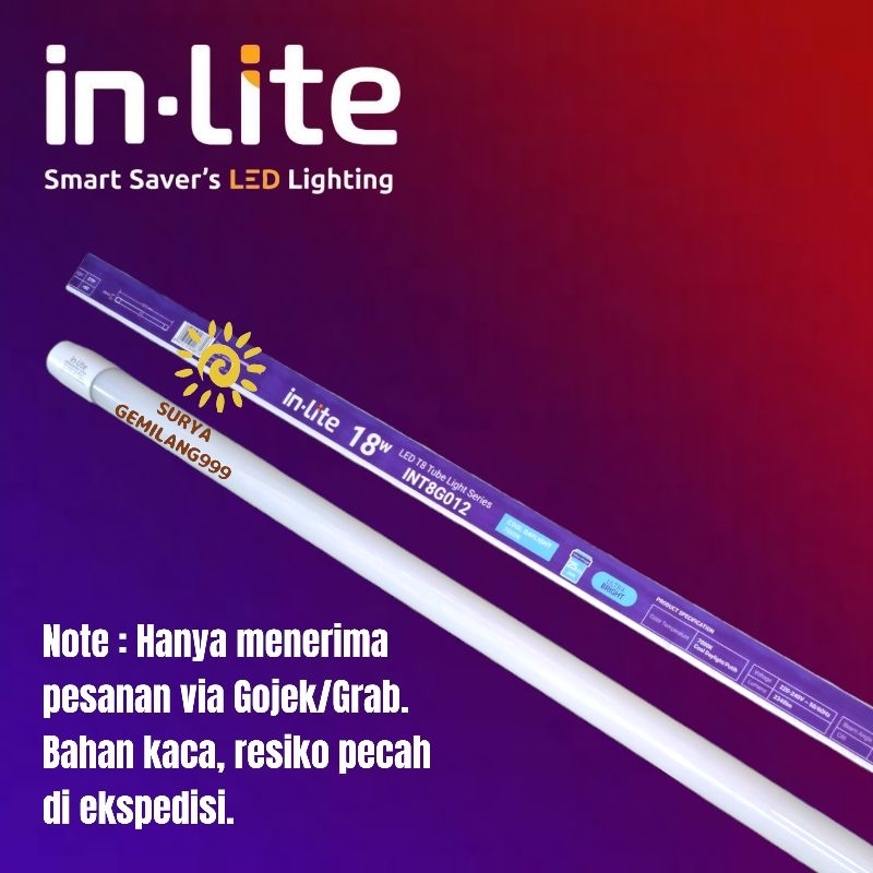 Jual INLITE - LAMPU LED TL T8 120CM 18WATT 19WATT INT8G012 /LAMPU TL/ LAMPU T8 / LAMPU GUDANG ...