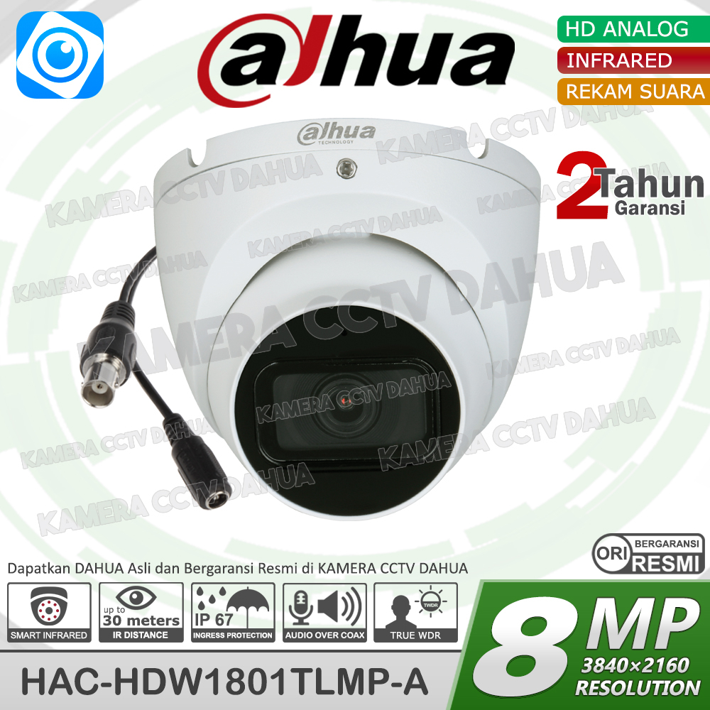 Jual DAHUA DH-HAC-HDW1801TLMP-A 8MP MIC AUDIO KAMERA CCTV CAMERA TURRET ...