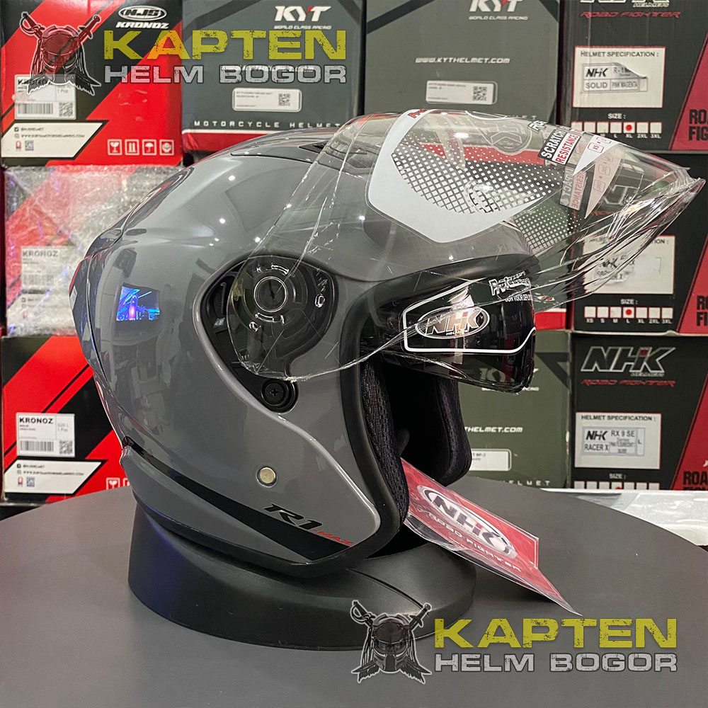 Jual Helm NHK R1 Max Grey Glossy Helm Half Face (ORIGINAL) | Shopee ...