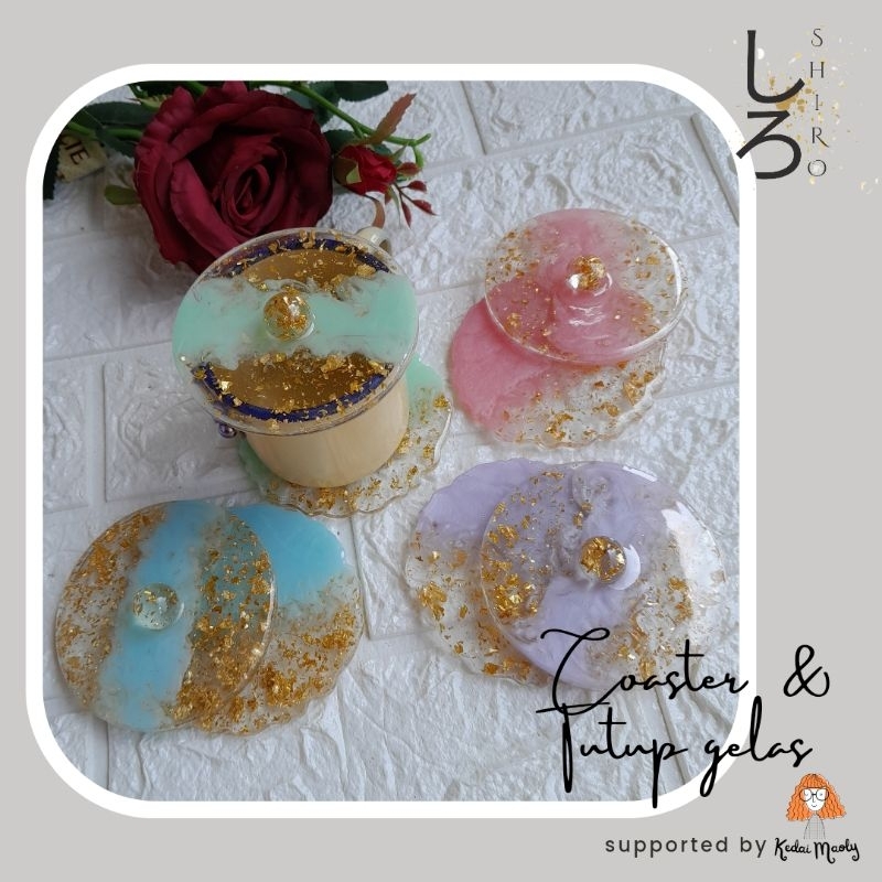 Jual Set Tutup Gelas Coaster Resin Round Aestethic Tatakan Bulat Custom ...