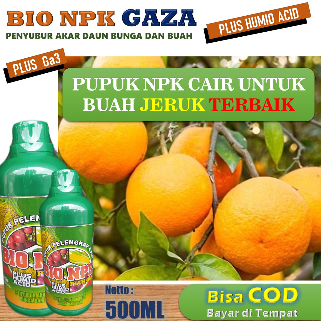 Jual PUPUK BIO NPK GAZA 500ML UNTUK MENYUBURKAN TANAMAN JERUK PALING ...