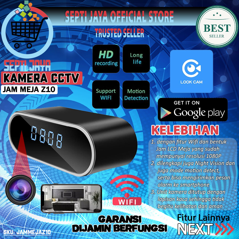 Jual Z10 Jam Meja Kamera CCTV Mini WIFI FULL HD 1080P Hidden Camera ...