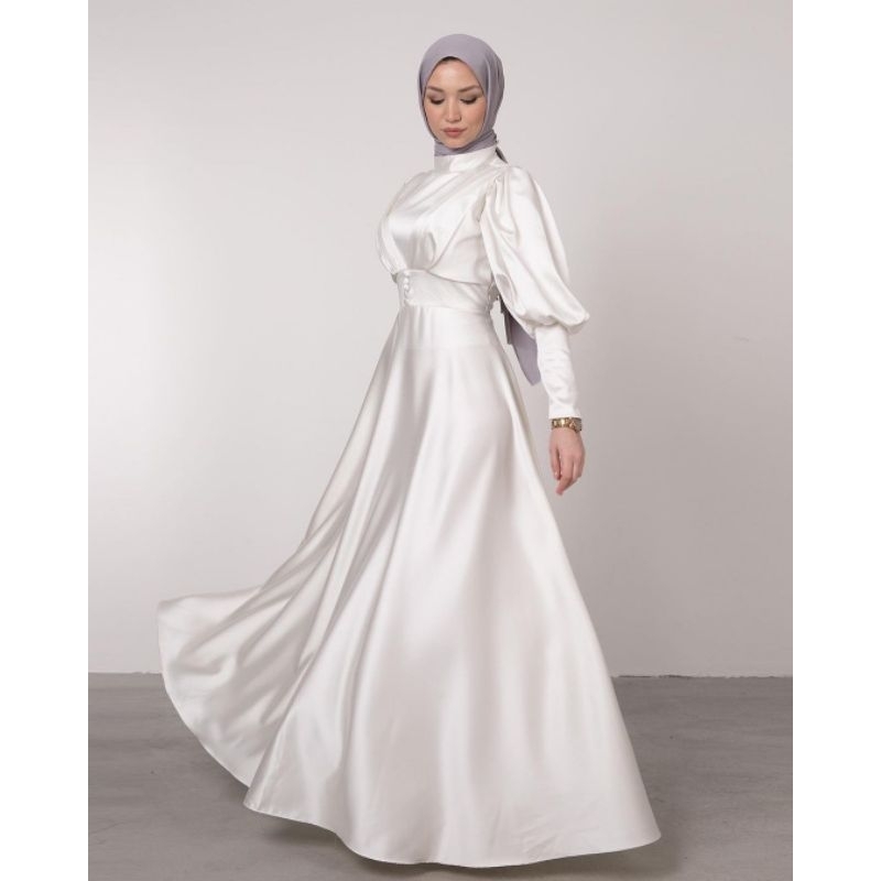 Jual Moona Dress Silk - Dress satin premium custom seragam gamis ...