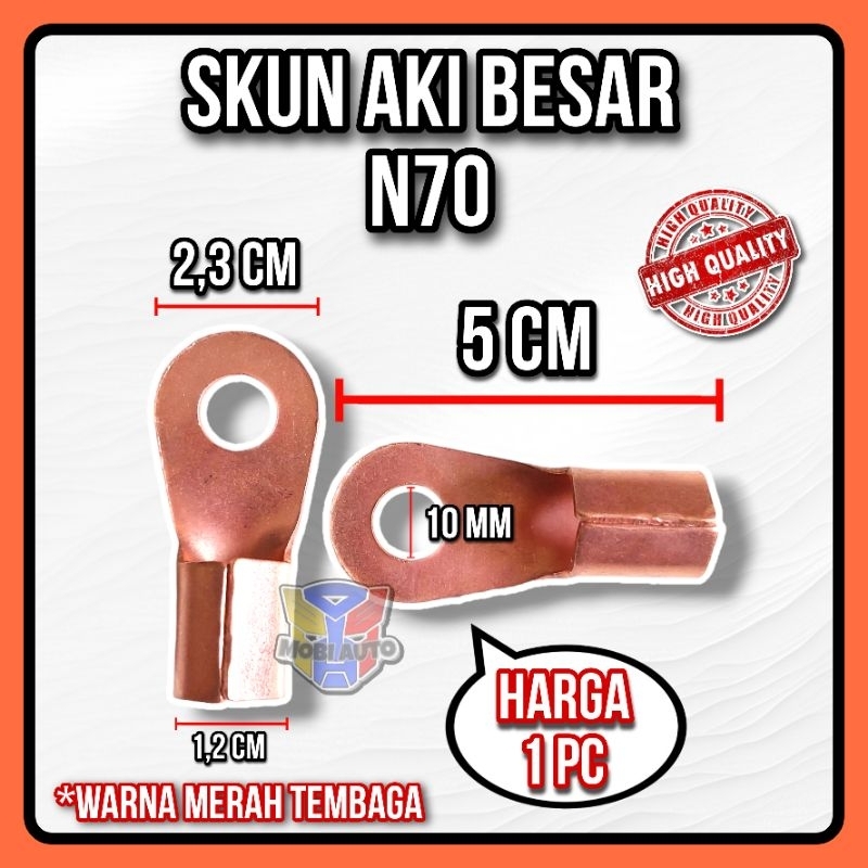 Jual Skun Terminal Aki Besar Jumbo N70 Baut 14 M10 MERAH 70A | Shopee ...