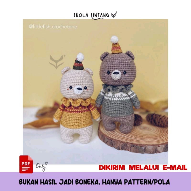 Jual {PDF BACA DESKRIPSI} Pattern Pola Amigurumi Elliot The Little Bear ...