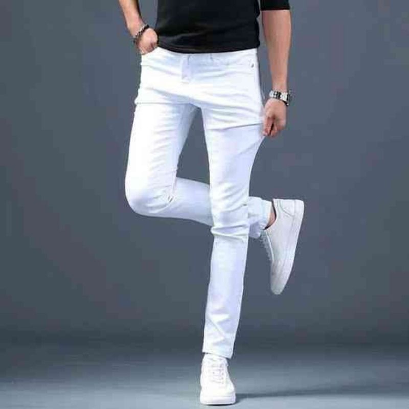 Jual Celana Panjang Jeans Pria putih - Celana Jeans putih bersih ...