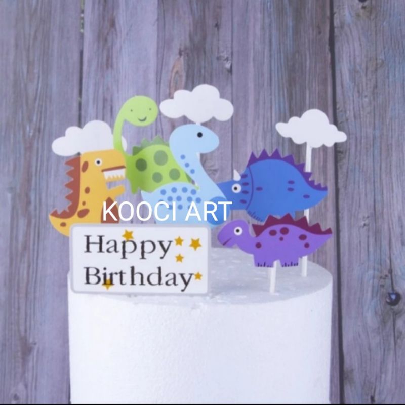 Jual Topper kue hiasan kue cake topper dinosaur dinosaurus karton set ...