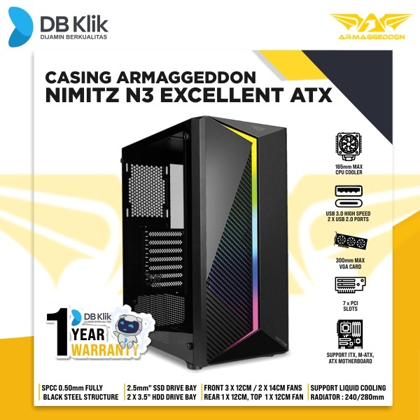 Jual Casing PC Gaming Armaggeddon NIMITZ N3 Excellent ATX - NIMITZ N3 ...