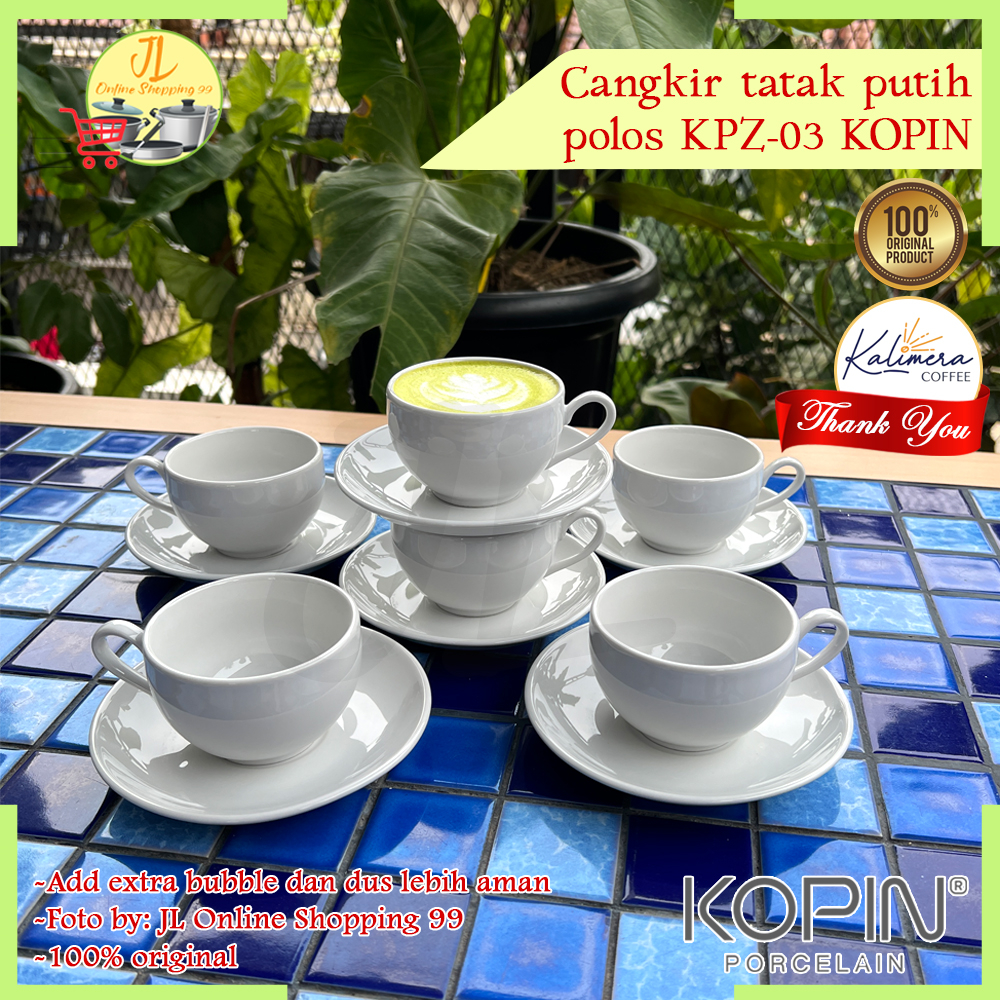 Jual KOPIN cangkir set 6 pasang warna putih + tatakan 180ml KPZ-03/PLN ...