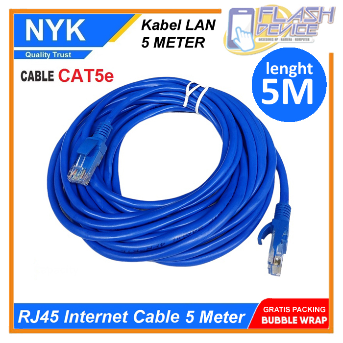 Jual Kabel Lan Network Panjang 5 Meter RJ45 CAT 5 5E UTP Original ...