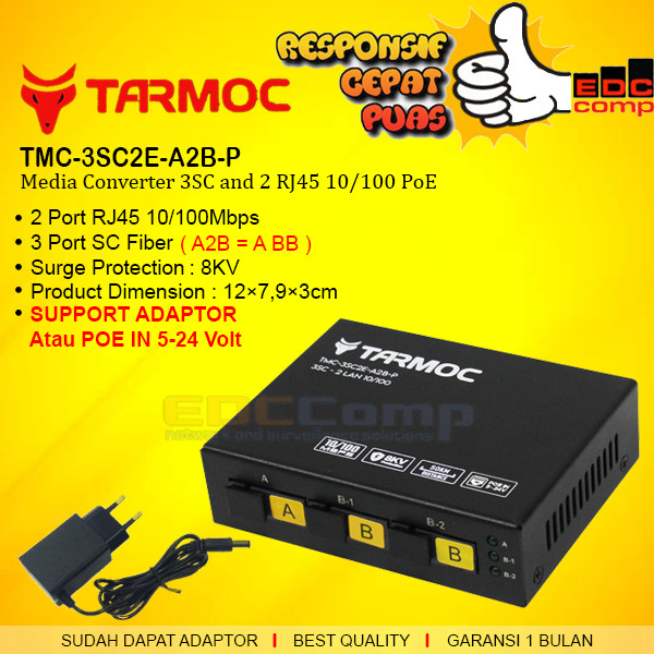 Jual Tarmoc TMC-3SC2E-A2B-P | Media Converter Switch 3FO 2LAN / 3 FO 2 ...